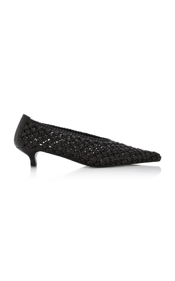 TOTEME Woven Leather Kitten Heel Pumps - Brown