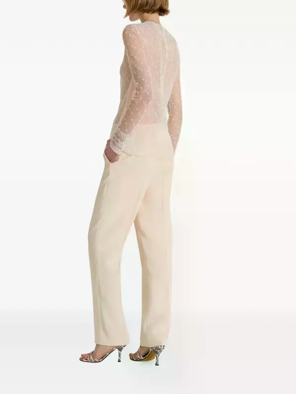Alberta Ferretti Lace Trim Sheer Polka Dot Top