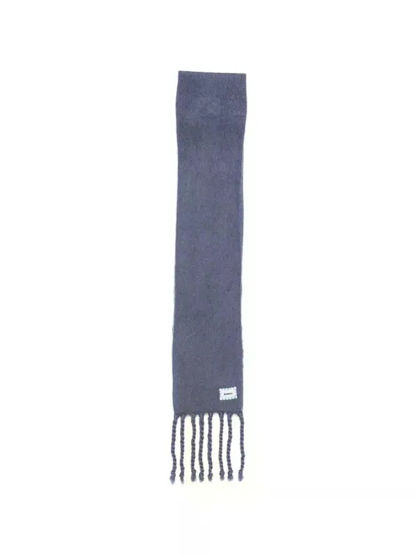 BONSAI Fringed Logo-patch Scarf - Blue