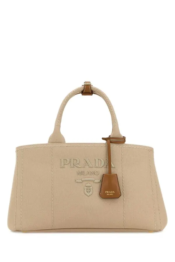 Prada Beige Canvas Jardinière Shopping Bag - Brown