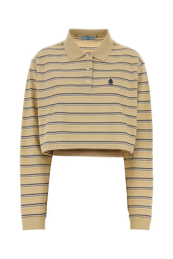 Prada Embroidered Piquet Polo Shirt - Multicolor