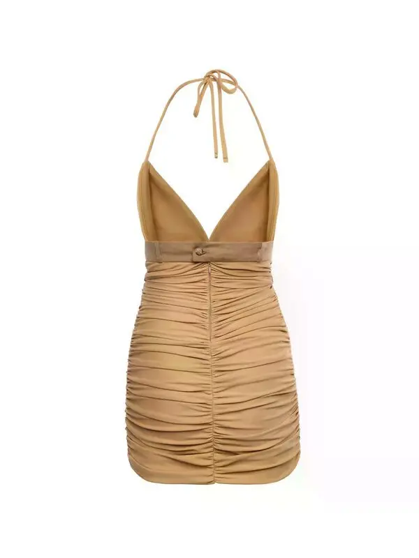 MEDEEA Ruched Halterneck Mini Dress