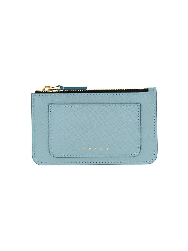 Marni Saffiano Leather Card Case - Azure