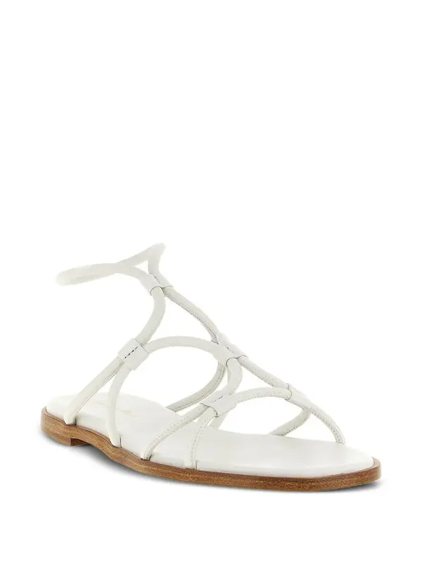 GIANVITO ROSSI Flat Leather Ankle Strap Sandals - Multicolor