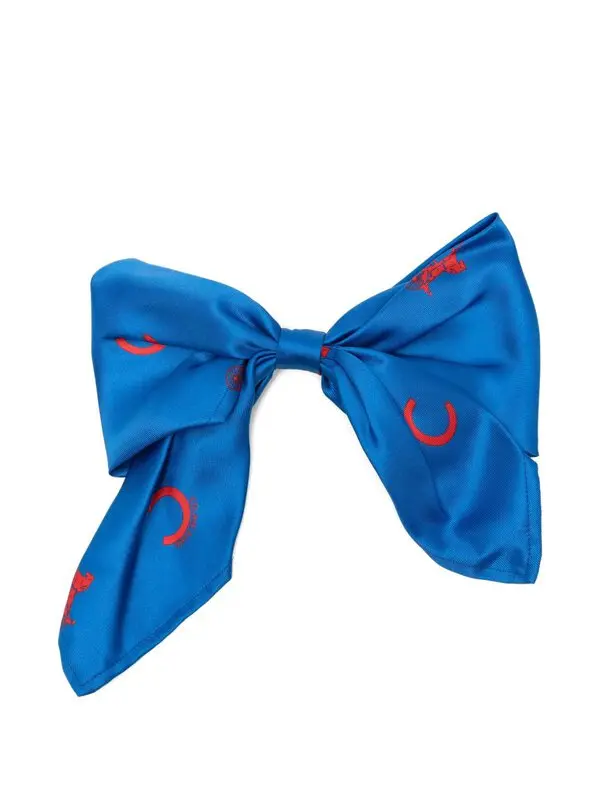 Celine Blue Logo Print Hair Clip With Gold-tone Hardware - Multicolor