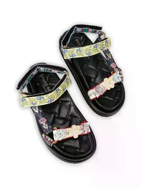 Kurt Geiger Floral Embroidered Crystal Embellished Sandals - Blue