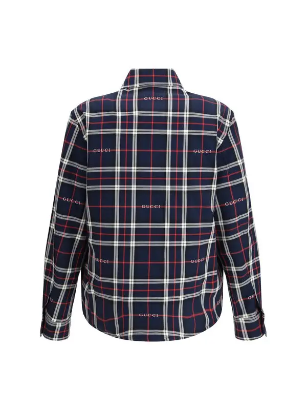 Gucci Padded Tartan Cotton Jacquard Shirt - Blue