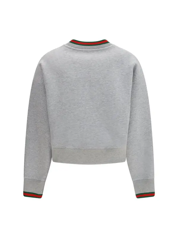 Gucci Cotton Jersey Sweatshirt With Web Trim - Gray