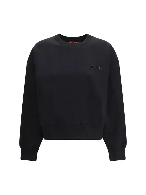 Gucci Brushed Cotton Jersey Sweatshirt With Horsebit Embroidery - Black
