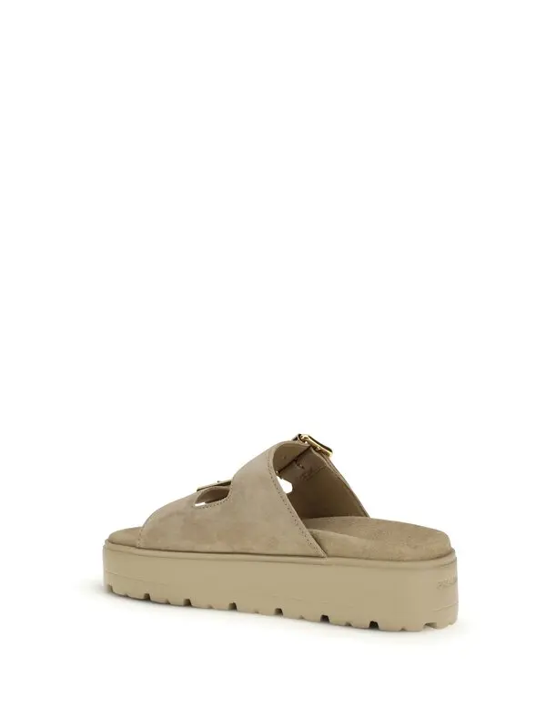 Prada Suede Platform Sandals With Buckle Detail