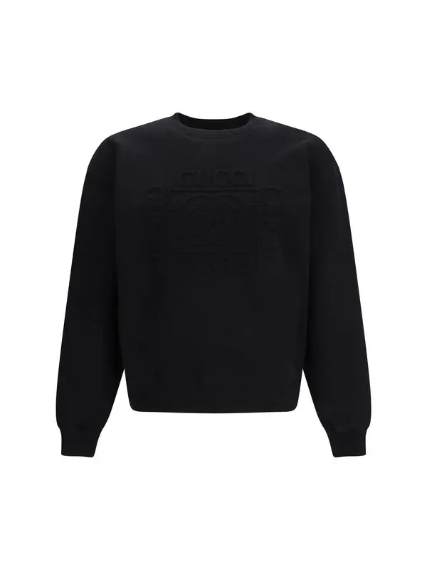 Gucci Cotton Sweatshirt With Raised Logo - Black