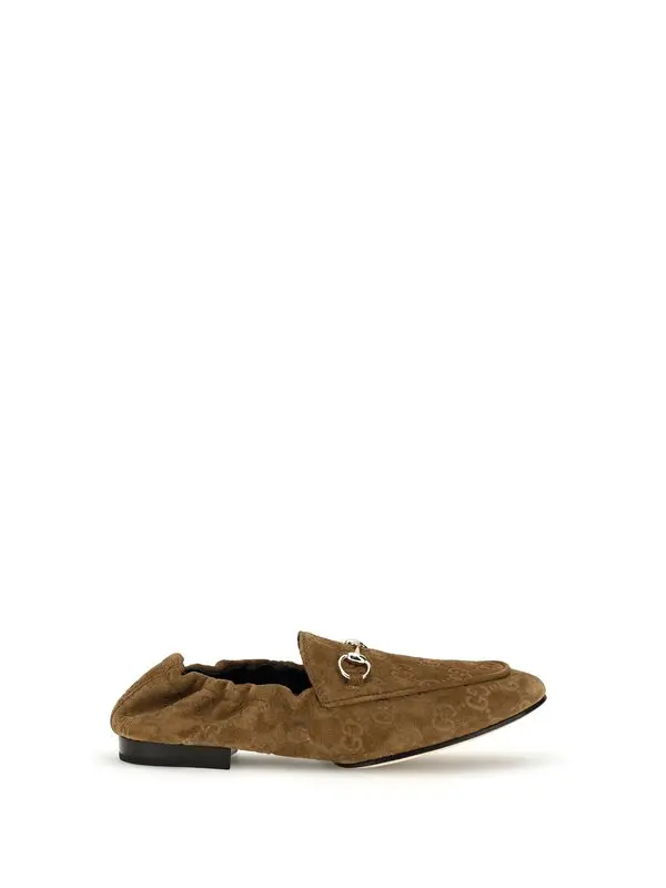 Gucci Gg Embossed Suede Loafers With Horsebit Detail - Brown