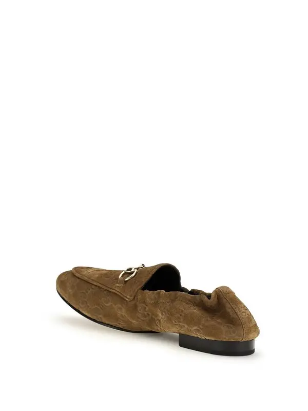 Gucci Gg Embossed Suede Loafers With Horsebit Detail - Brown