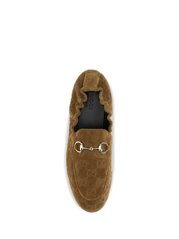 Gucci Gg Embossed Suede Loafers With Horsebit Detail - Brown