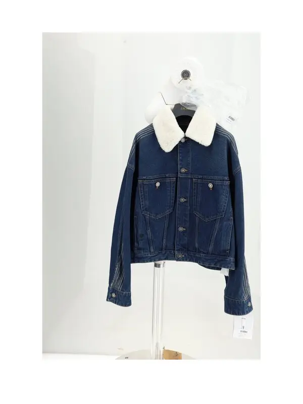 Dior Denim Jacket With Shearling Collar - Blue