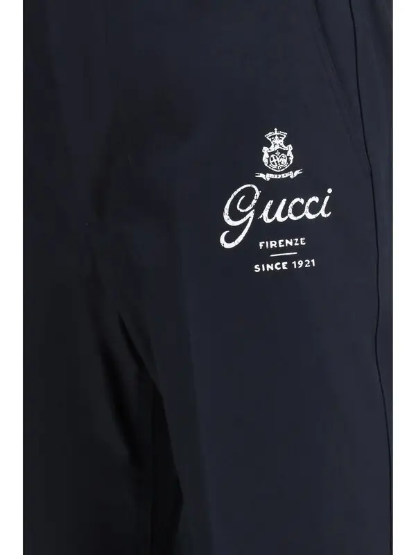 Gucci Compact Cotton Twill Pants With " Firenze Since 1921" Print - Blue