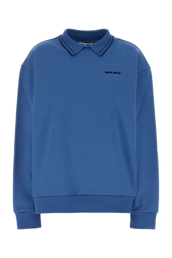 Miu Miu Oversize Cotton Polo Shirt - Blue