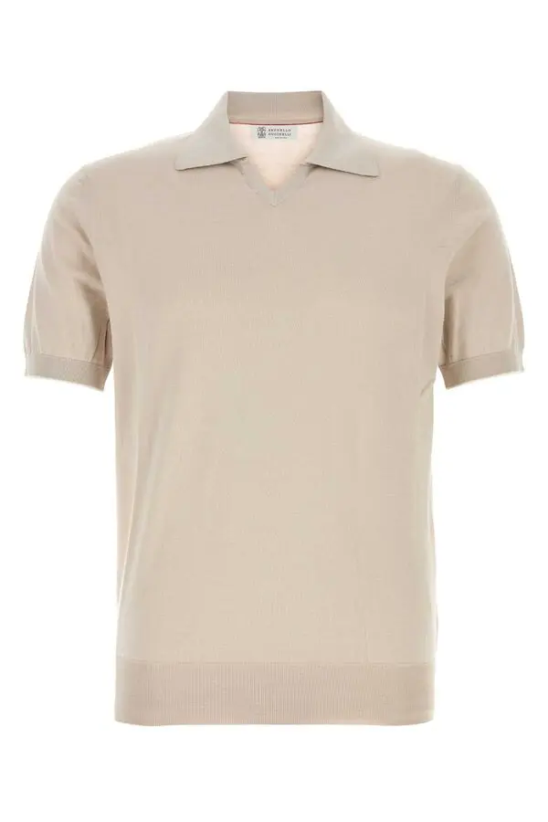 Brunello Cucinelli Sand Cotton Polo Shirt - Brown