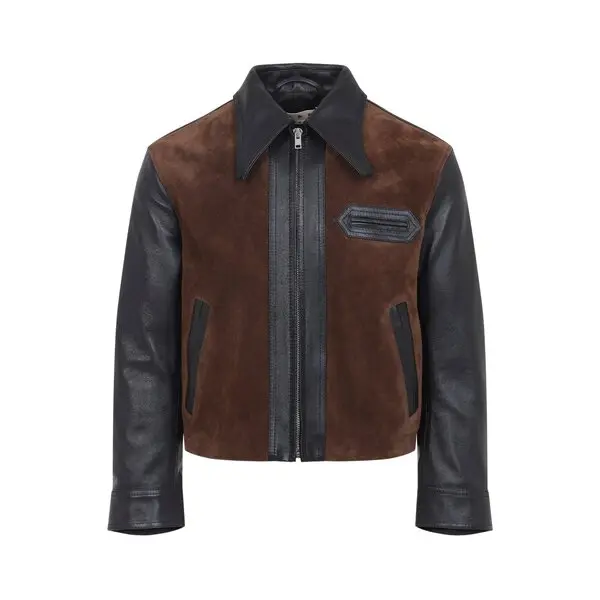 Marni Two-tone Leather And Suede Jacket - Black