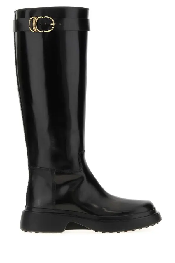 TOD'S Knee High Leather Boots - Black