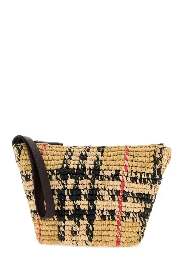 Burberry Embroidered Raffia Beauty Case - Multicolor