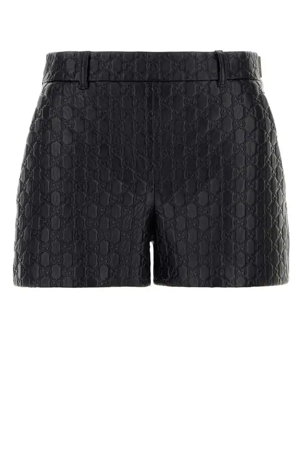 Gucci Embossed Leather Shorts - Black