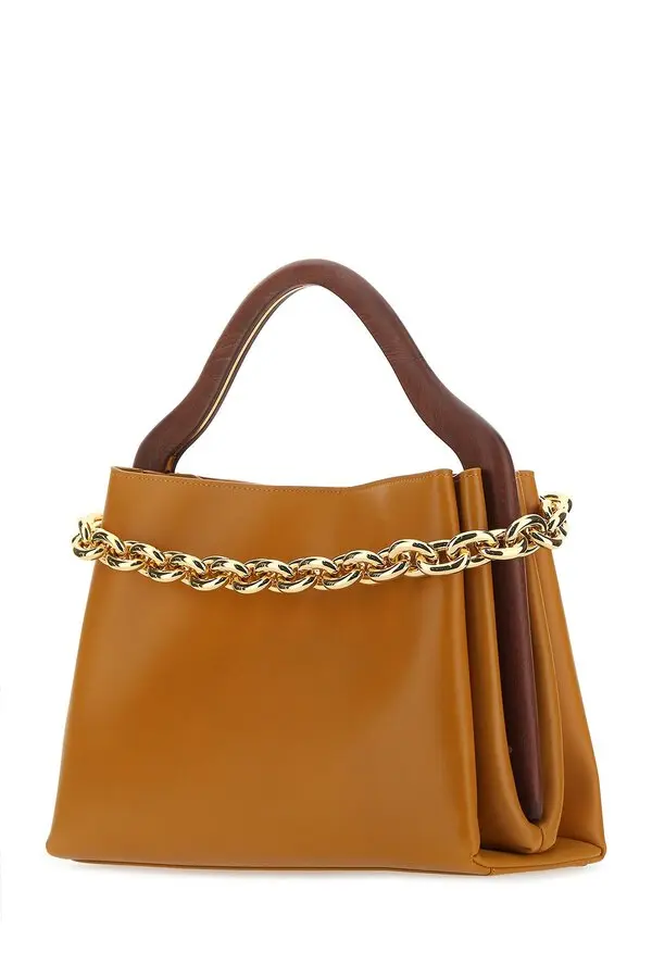 Bottega Veneta Leather Top Handle Bag With Chain Detail