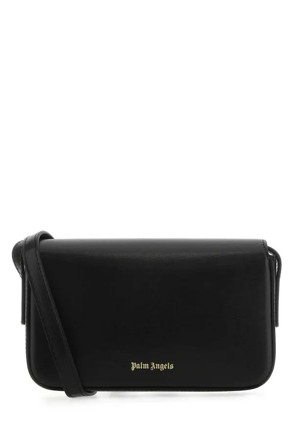 Palm Angels Leather Crossbody Bag With Golden Metal Palm Tree Detail