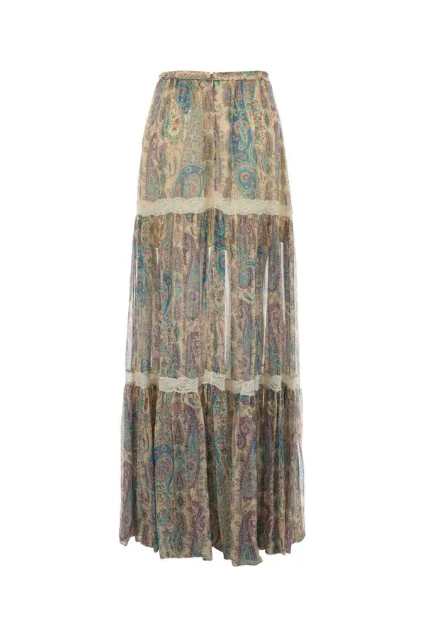 Etro Printed Crepe Tiered Maxi Skirt - Multicolor