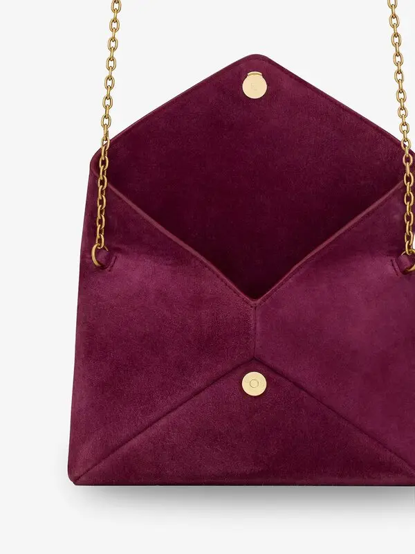 Saint Laurent Suede Crossbody Bag With Metal Cassandre Logo - Multicolor