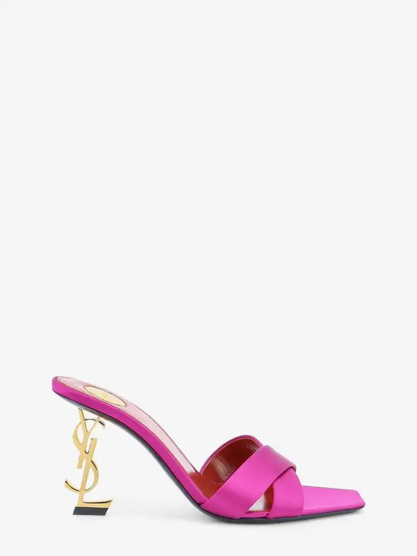 Saint Laurent Opyum Satin Sandals With Cassandre Heel - Multicolor