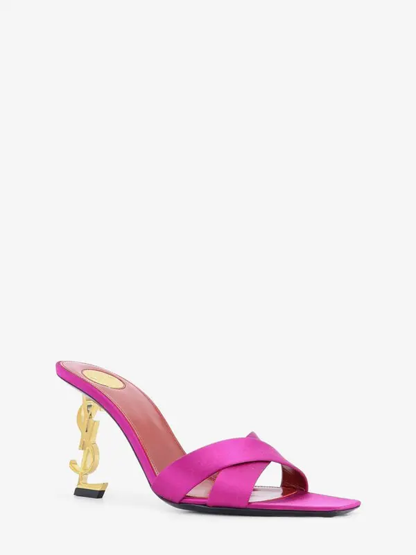 Saint Laurent Opyum Satin Sandals With Cassandre Heel - Multicolor