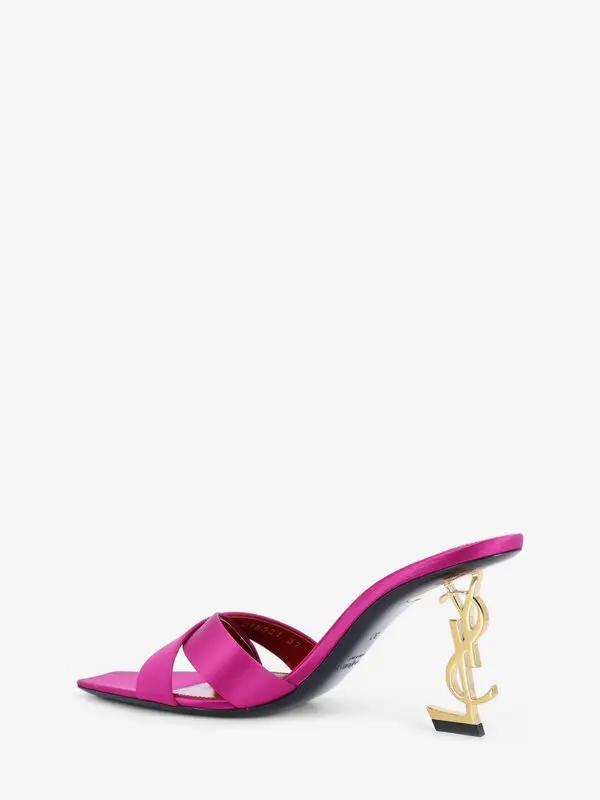 Saint Laurent Opyum Satin Sandals With Cassandre Heel - Multicolor