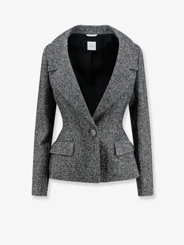 Dior Single-button Bouclé Chevron Blazer