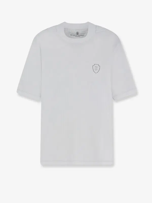 Brunello Cucinelli Technical Fabric T-shirt With Front Logo Patch