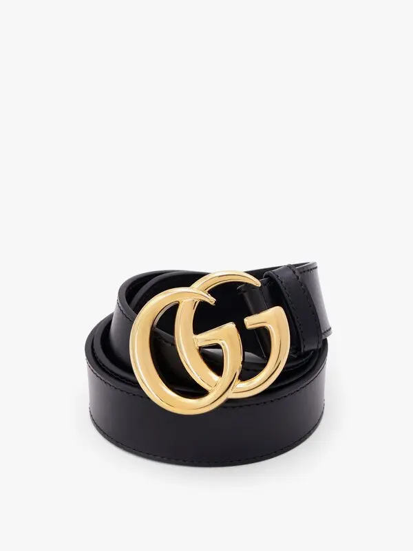 Gucci Leather Belt With Gg Logo Buckle