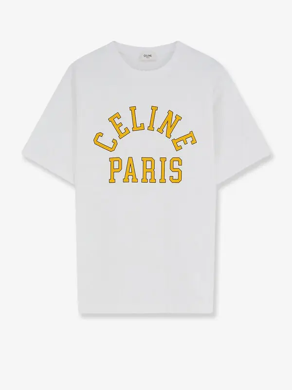 Celine Cotton T-shirt With Front Logo Print - Multicolor