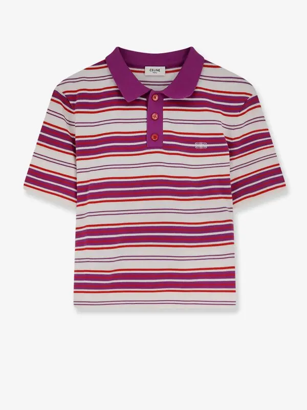 Celine Striped Cotton Polo Shirt - Multicolor