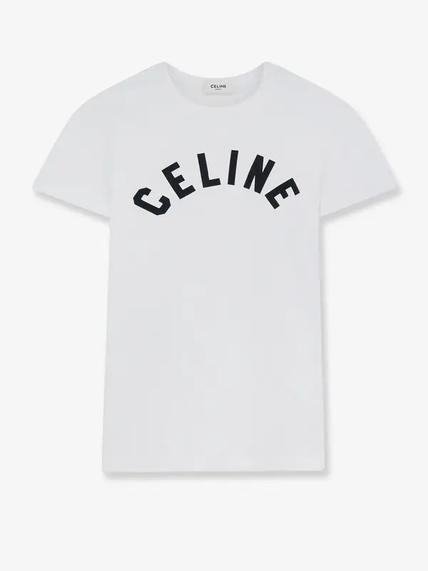 Celine Cotton T-shirt With Front Lettering Logo Print - Multicolor