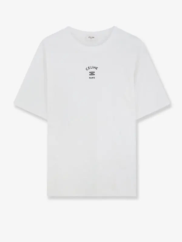 Celine Cotton Blend T-shirt With Front Logo Print - Multicolor