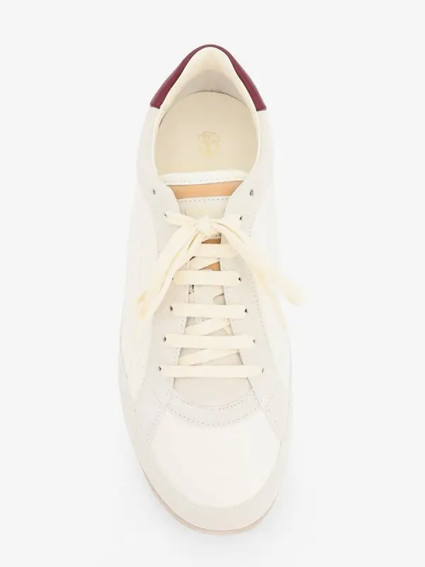 Brunello Cucinelli White Leather & Suede Lace-up Sneakers