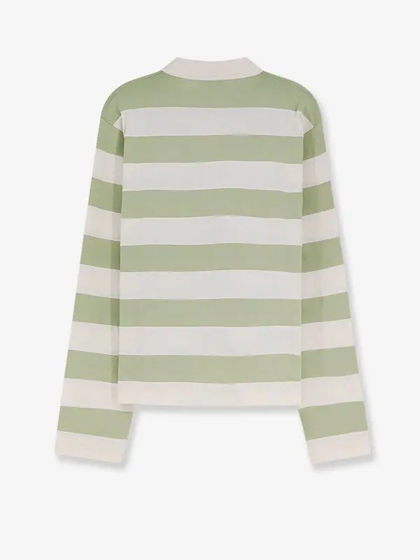 Miu Miu Striped Cotton Long Sleeve Polo Shirt