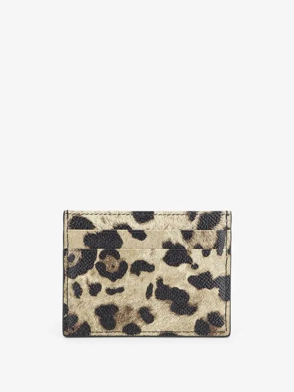 Dolce & Gabbana Hammered Leather Card Holder With Animal Print - Multicolor