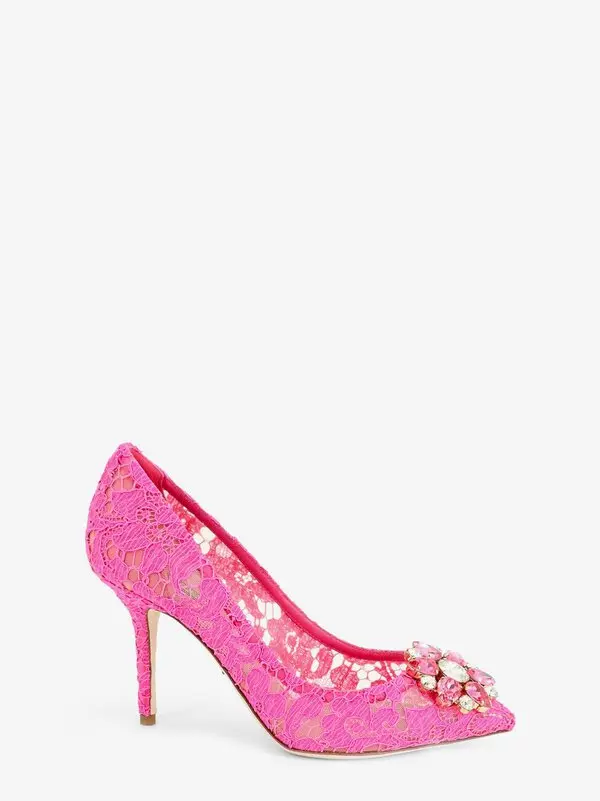 Dolce & Gabbana Bellucci Lace Pumps With Crystal Brooch - Multicolor