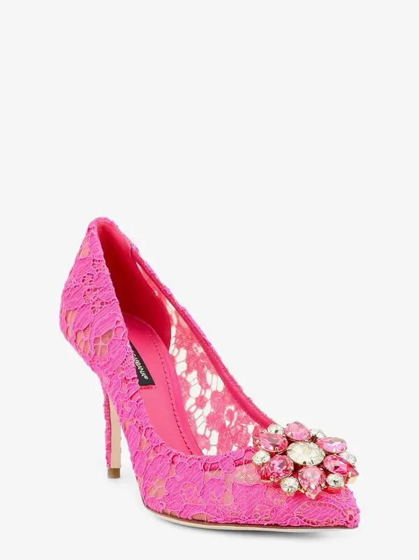 Dolce & Gabbana Bellucci Lace Pumps With Crystal Brooch - Multicolor