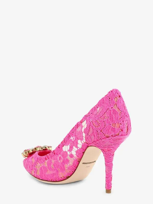 Dolce & Gabbana Bellucci Lace Pumps With Crystal Brooch - Multicolor