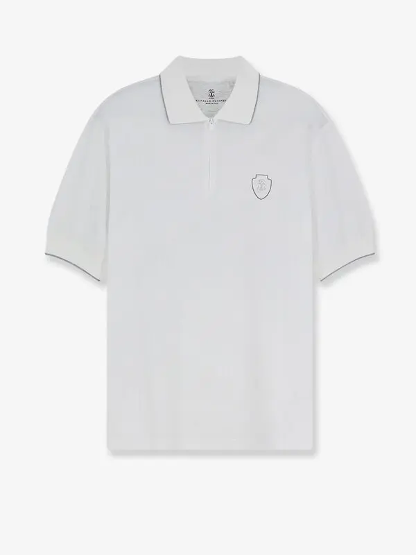Brunello Cucinelli Technical Fabric Polo Shirt With Embroidered Logo On The Front - Multicolor
