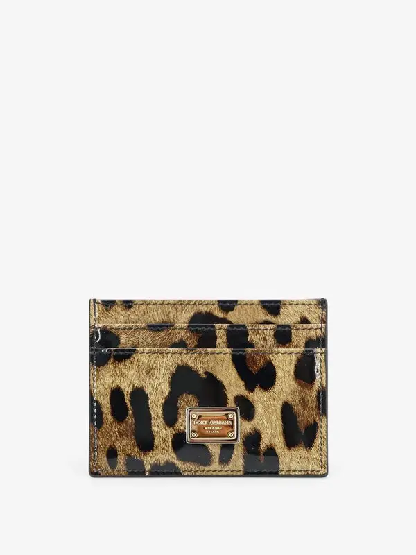 Dolce & Gabbana Patent Leather Card Holder With Animal Print - Multicolor