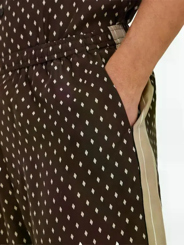 FERRAGAMO Diamond-print Side-stripe Silk Shorts