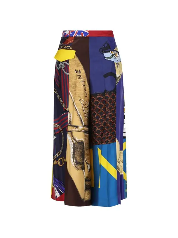 Celine Printed Silk Cropped Trousers